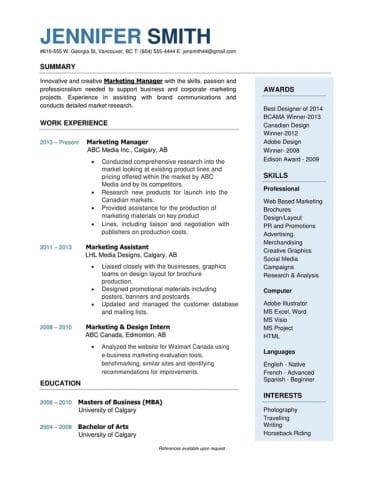Mid-Career mainpage-1 - Calgary Resume